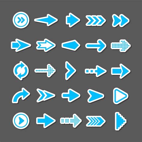 Premium Vector Colorful Arrow Stickers Set Blue Cursor Icons Pointers