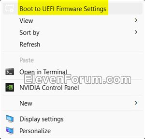 Add Boot To UEFI Firmware Settings Context Menu In Windows Windows Forum