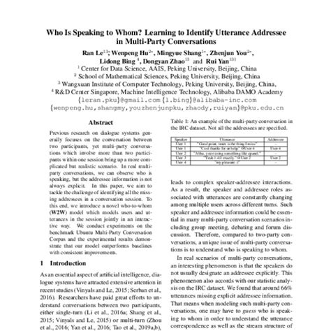Who Is Speaking To Whom Learning To Identify Utterance Addressee In