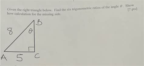 Solved Given The Right Triangle Below Find The Six Chegg Com