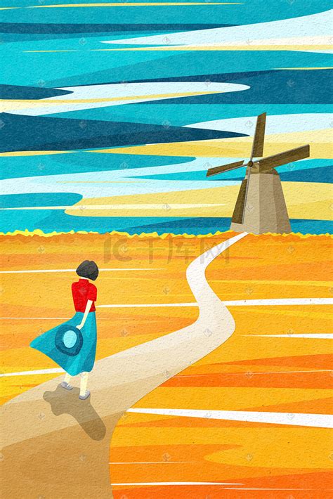 走背影插画 走背影配图 千库网