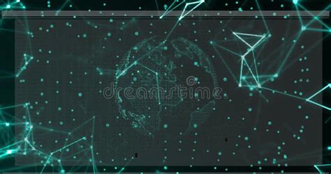 Start Wireframe Globe Rotating Nodes Floating And Links Animating Visualizing Global Data Flow