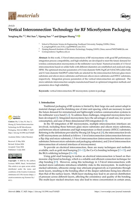 Pdf Vertical Interconnection Technology For Rf Microsystem Packaging