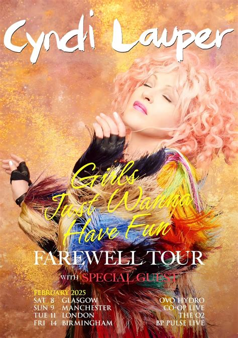 Cyndi Lauper Girls Just Wanna Have Fun 2025 Uk Tour Poster