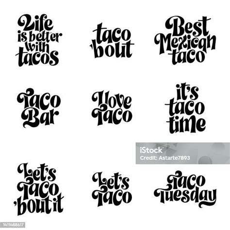 타코 문구 타이포그래피 디자인 재미있는 인용문 손으로 그린 편지 푸드 트럭 이벤트 스티커 벡터 일러스트 레이 션 그런지 이미지