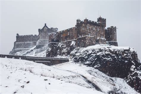 Imposing Castle On Island A Medieval Inspired Seaside Monument Stock
