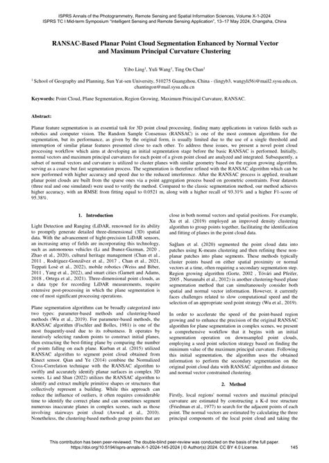 pdf ransac based planar point cloud segmentation enhanced by normal