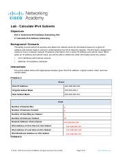 Lab Calculate Ipv Subnets Docx Lab Calculate IPv Subnets Objectives Part
