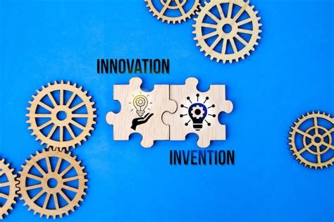 Premium Photo Wooden Puzzle With Icons And The Words Innovation And Invention The Concept Of
