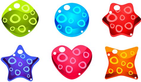 컬러풀 젤리 광택 숫자 게임이 나 웹 디자인 인터페이스 벡터 일러스트 레이 션에 대 한 다른 도형 Woth 거품 0명에 대한