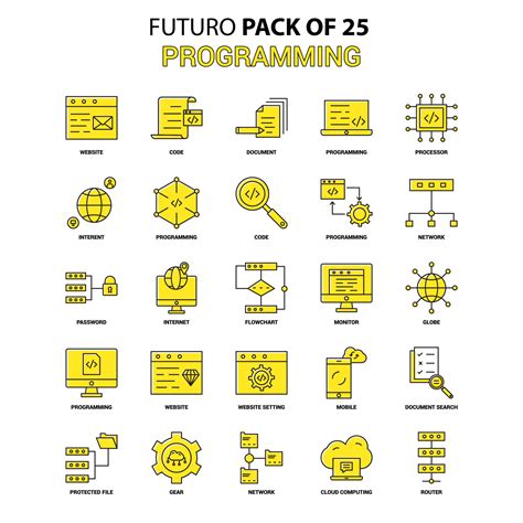 Programming Icon Set Yellow Futuro Latest Design Icon Pack 14346400