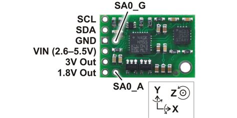 Pololu Minimu 9 Gyro Accelerometer And Compass Labeled Top View
