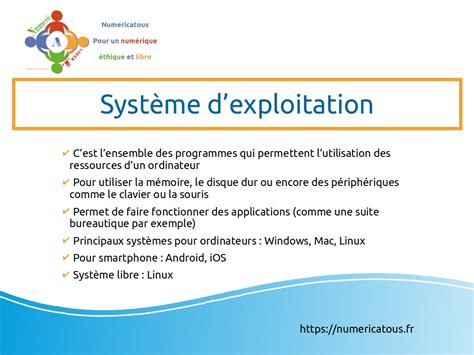 Système Dexploitation Les Bases Du Numérique Dintérêt Général