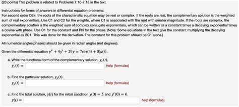 Solved Instructions For Forms Of Answers In Differential
