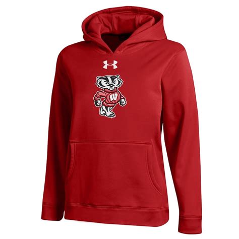 Under Armour Wisconsin Badgers Youth Red Performance Pullover Hoodie