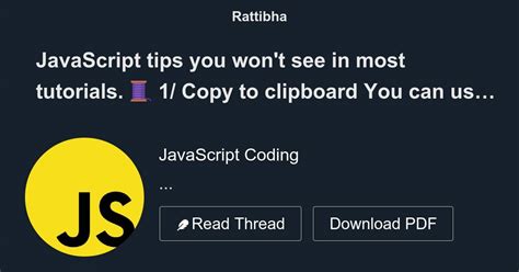 Javascript Tips You Wont See In Most Tutorials 🧵 Thread From Javascript Coding Jsdojo