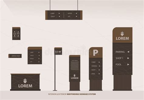 Wayfinding System Signage Mockup Set Direction Signs Exterior And Interior Way Finding Design