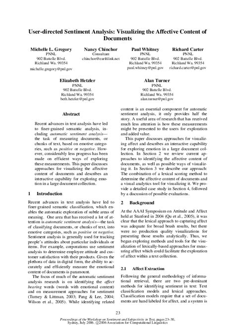 Pdf User Directed Sentiment Analysis Visualizing The Affective Content Of Documents