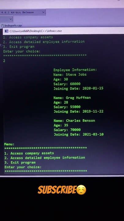 Employee Chart Ide Dev C Cppprogramming Youtube