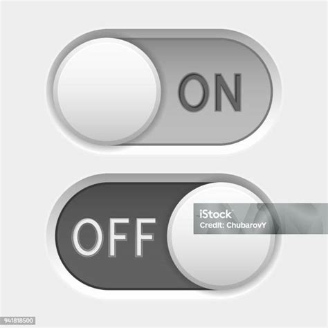 켜고 아이콘 토글 스위치 인터페이스 버튼입니다 회색 요소 3차원 형태에 대한 스톡 벡터 아트 및 기타 이미지 3차원 형태 그래픽 사용자 인터페이스 그림자 Istock