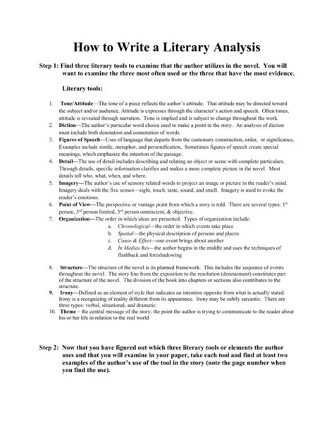 Literary Analysis A Step By Step Guide