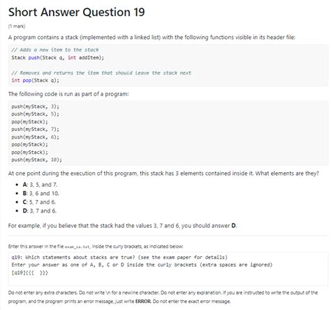 Solved Short Answer Question 19 1 Mark A Program Contains