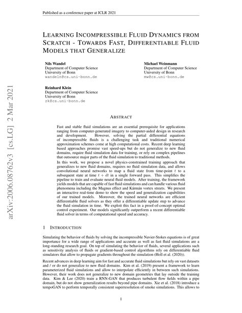 Pdf Unsupervised Deep Learning Of Incompressible Fluid Dynamics