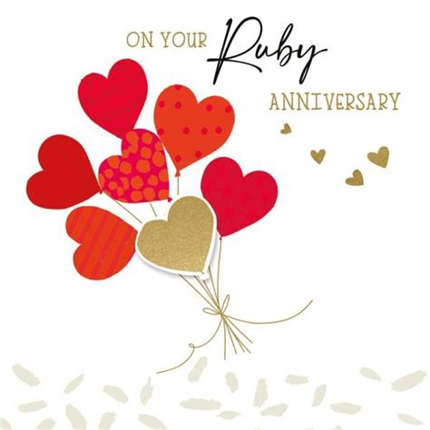 Ruby Anniversary Balloons Card The Dotty House