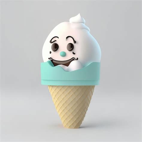 Premium Photo Ice Cream Character In Cone Generative Ai