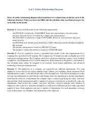 Lab3 E R Model Pdf Lab 3 Entity Relationship Diagram Draw An Entity