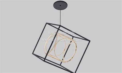 Blender 方框圆环吊灯3d模型素材资源下载 Blender模型库