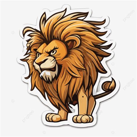 Stiker Singa Vektor Clipart Singa Kartun Stiker Desain Stiker Dengan Kartun Singa Kartun