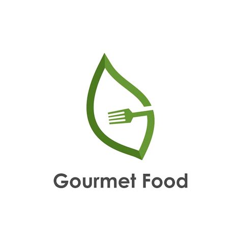 포크와 리프 로고 디자인의 미식 이니셜 G 프리미엄 벡터