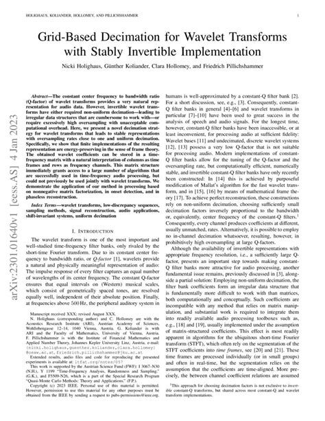 Grid Based Decimation For Wavelet Transforms With Stably Invertible