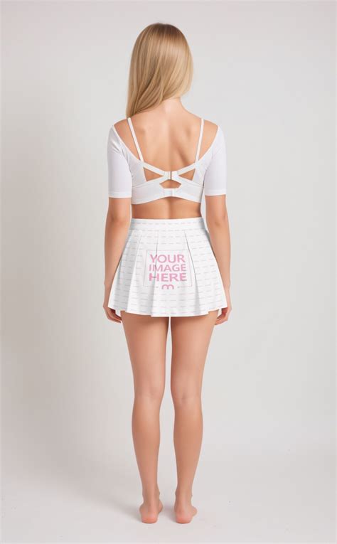 Back View Of Woman With Short Skirt Mockup Mediamodifier