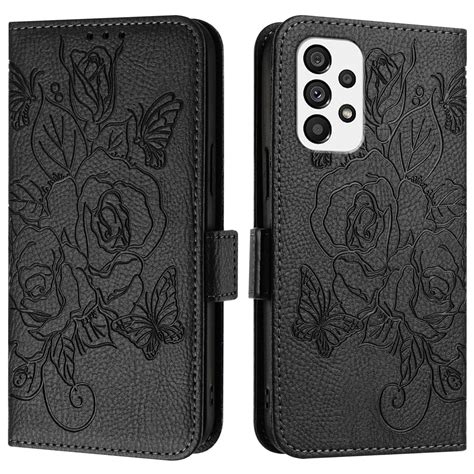 For Samsung Galaxy A73 5g Embossed Rose Rfid Anti Theft Leather Phone