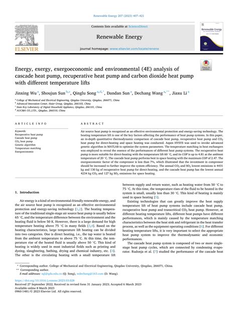 Pdf Energy Exergy Exergoeconomic And Environmental 4e Analysis Of Cascade Heat Pump