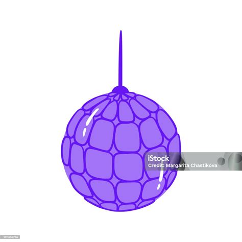 디스코 볼 아이콘입니다 파티 항목 만화 스타일 흰색 배경에 고립 된 간단한 평면 벡터 일러스트레이션 로고 스티커 옷이나 포스터 인쇄 디자인 Dj에 대한 스톡 벡터 아트 및