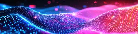 Abstract Digital Wave Pattern With Glowing Pink And Blue Particles Symbolizing Futuristic