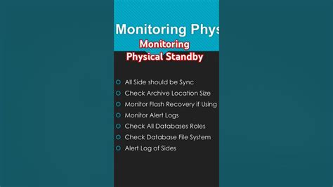 7 Easy Steps For Monitoring Oracle Physical Standby Databaseconcepts Database Oracledba Youtube