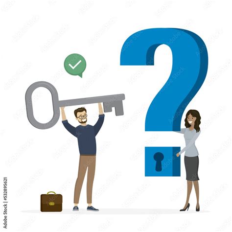 Solving Problems Overcoming Obstacles Smart Business People Unlock Keyhole On Question Mark