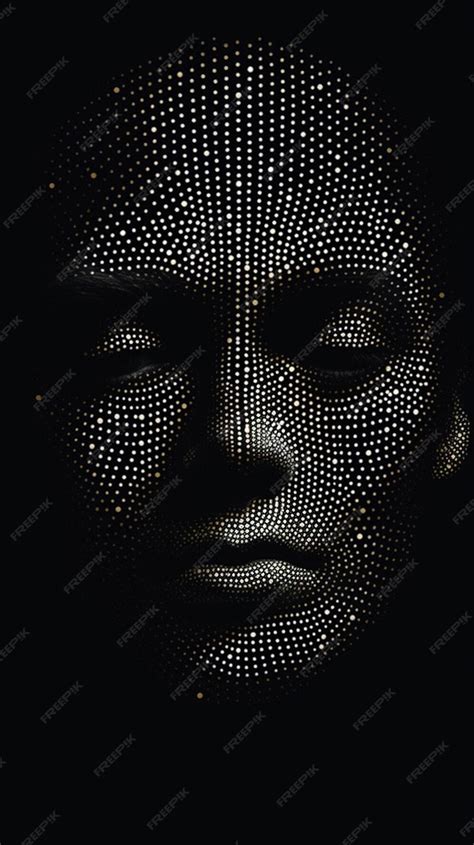 Premium Photo A Close Up Of A Face Made Of Dots On A Black Background