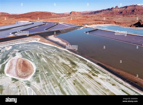 Evaporation Ponds At A Potash Mine Using A Solution Mining Method For