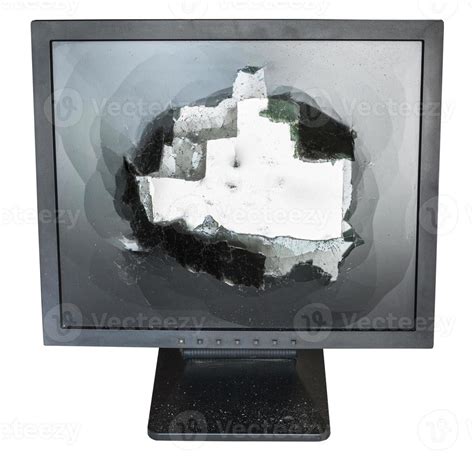 Front View Of Broken Monitor With Damaged Screen Stock Photo At Vecteezy