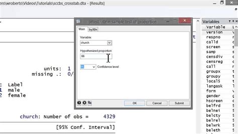 Stata Tutorial One Sample Proportion Test Youtube