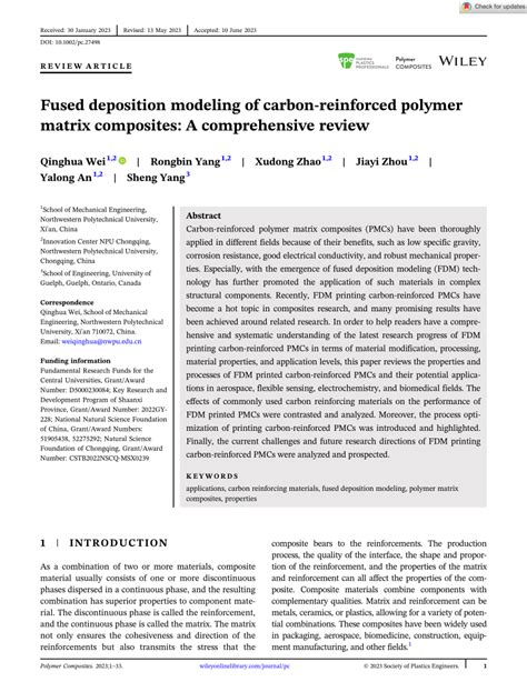 Pdf Fused Deposition Modeling Of Carbon‐reinforced Polymer Matrix Composites A Comprehensive
