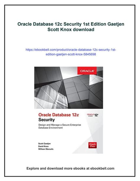 Oracle Database 12c Security 1st Edition Gaetjen Scott Knox Pdf