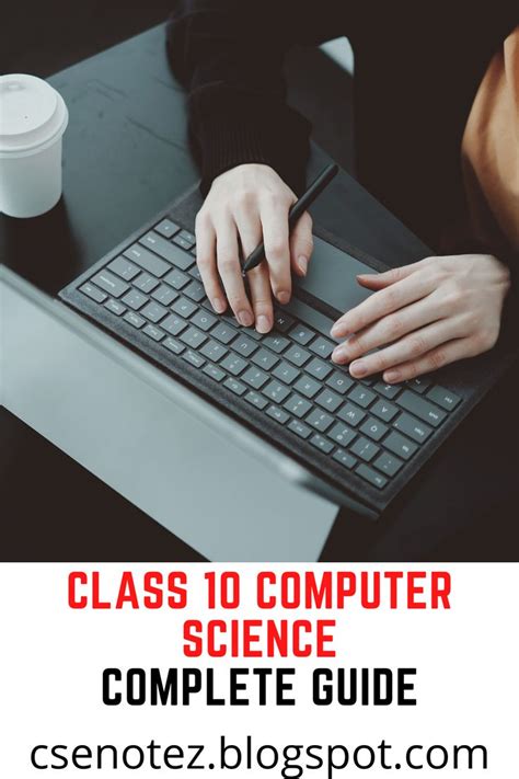 a person typing on a computer keyboard with the words class 10 computer