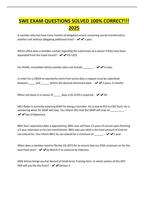 Swe Exam Questions Solved 100 Correct 2025 Swe Stuvia Us