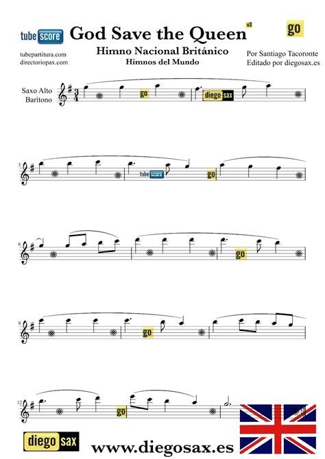 Diegosax Himno Nacional Del Reino Unido Partitura Para Flauta Violín
